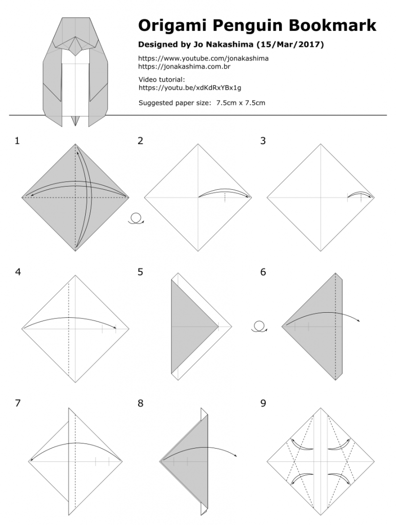 Origami Penguin Bookmark - Jo Nakashima